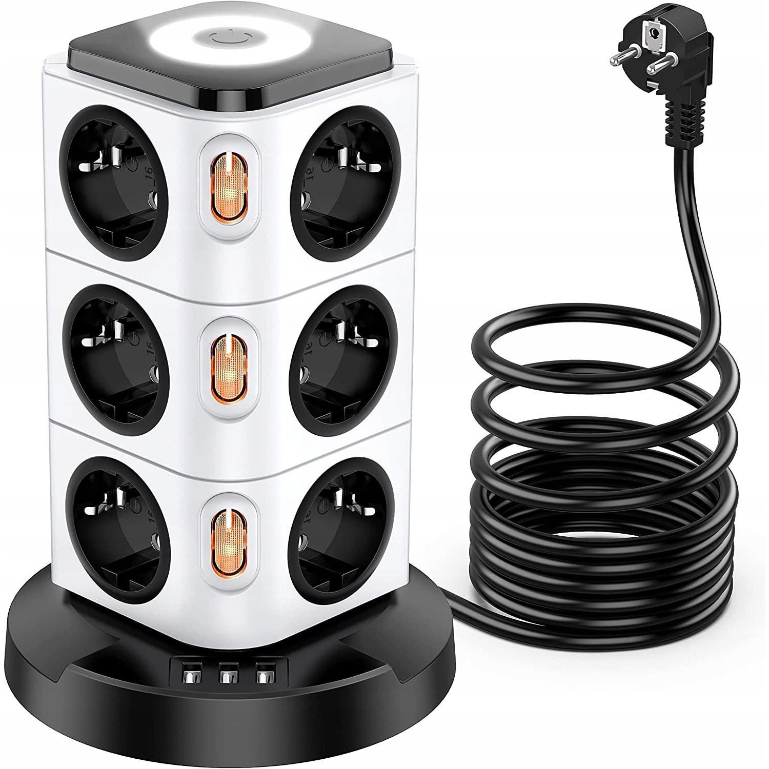 Prelungitor vertical Luka, 12 intrari, 3 USB, 3 metri, protectie la ...