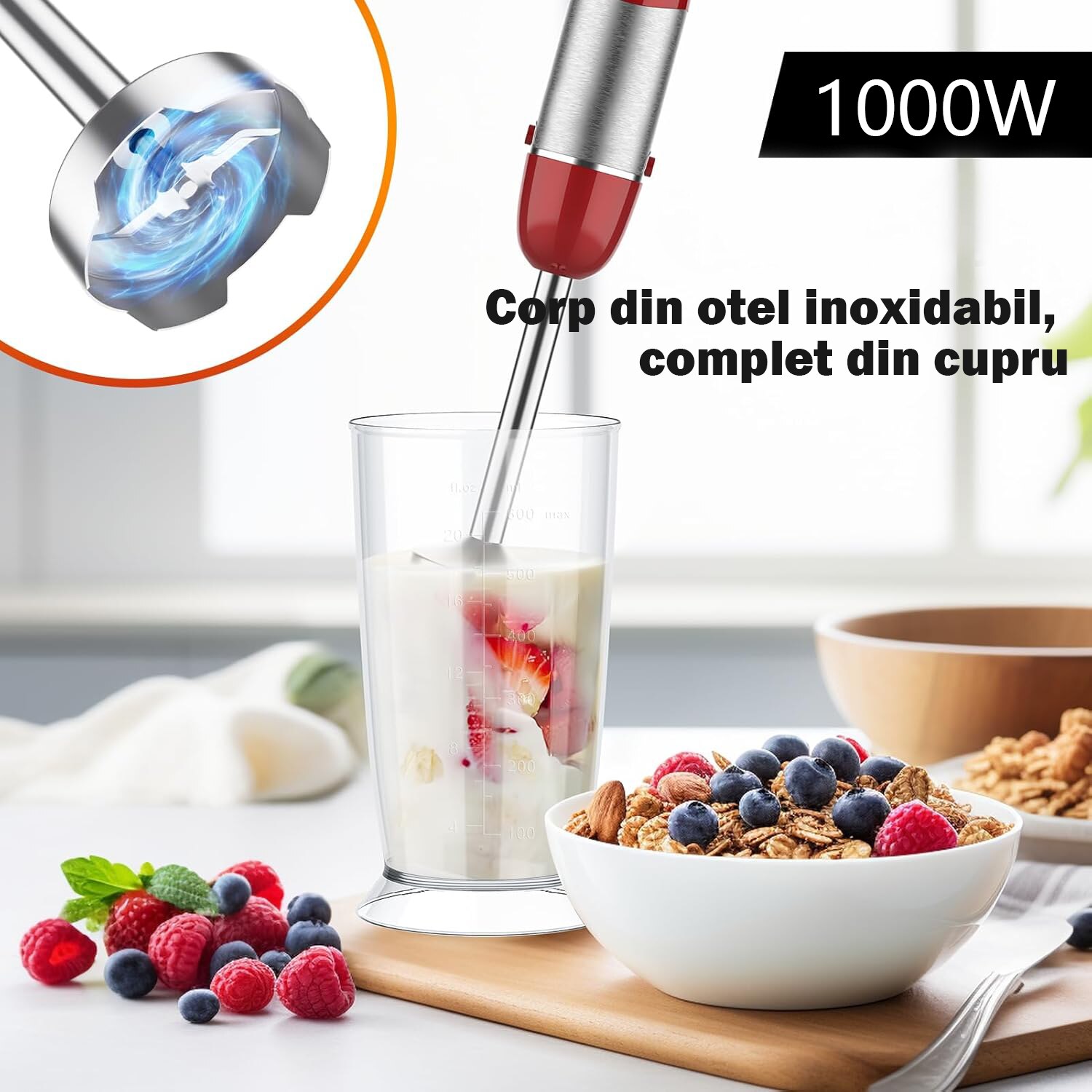 Set Mixer Vertical tip Blender 5 in 1 BUANIERT® Immersion Blend, Putere ...