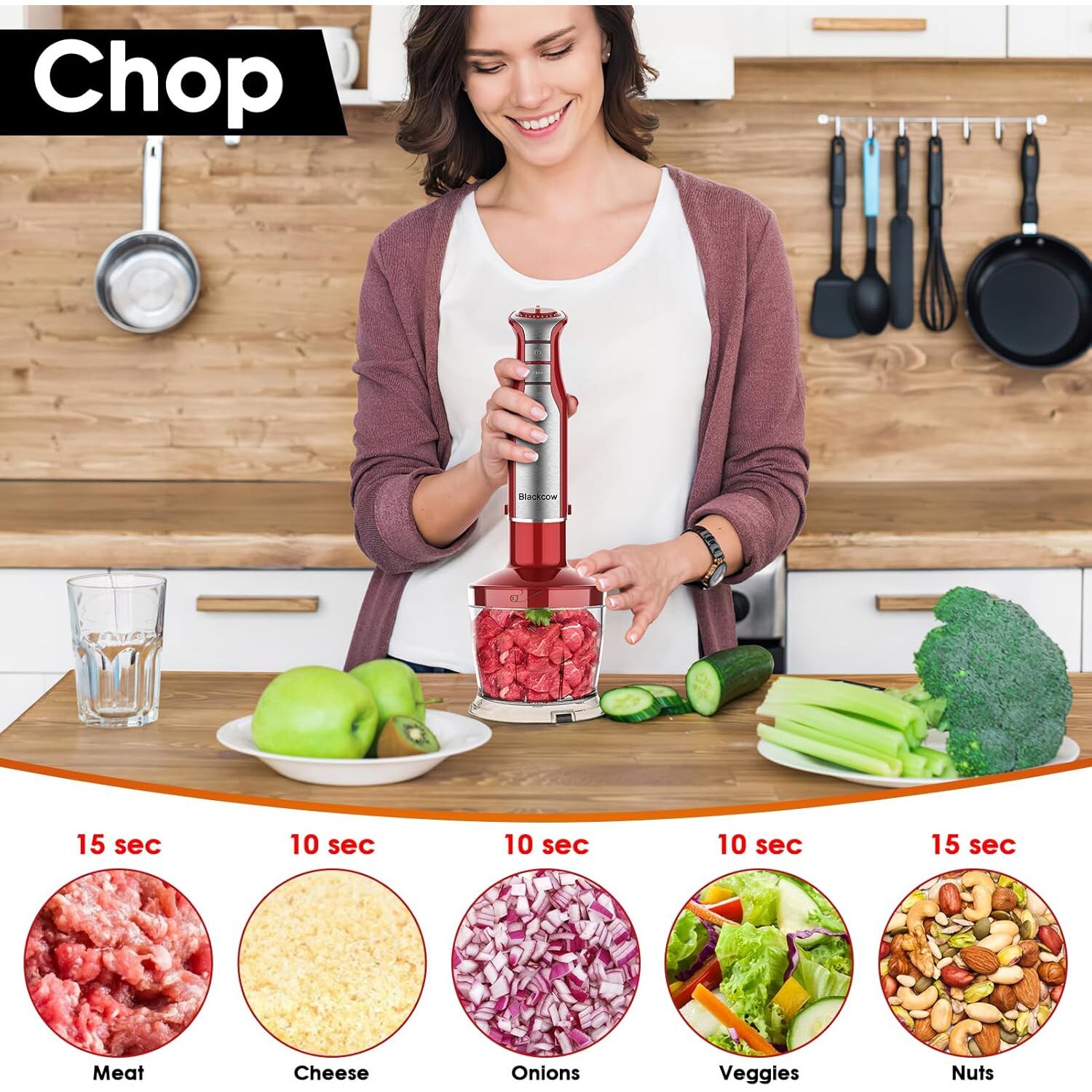Set Mixer Vertical tip Blender 5 in 1 BUANIERT® Immersion Blend, Putere ...