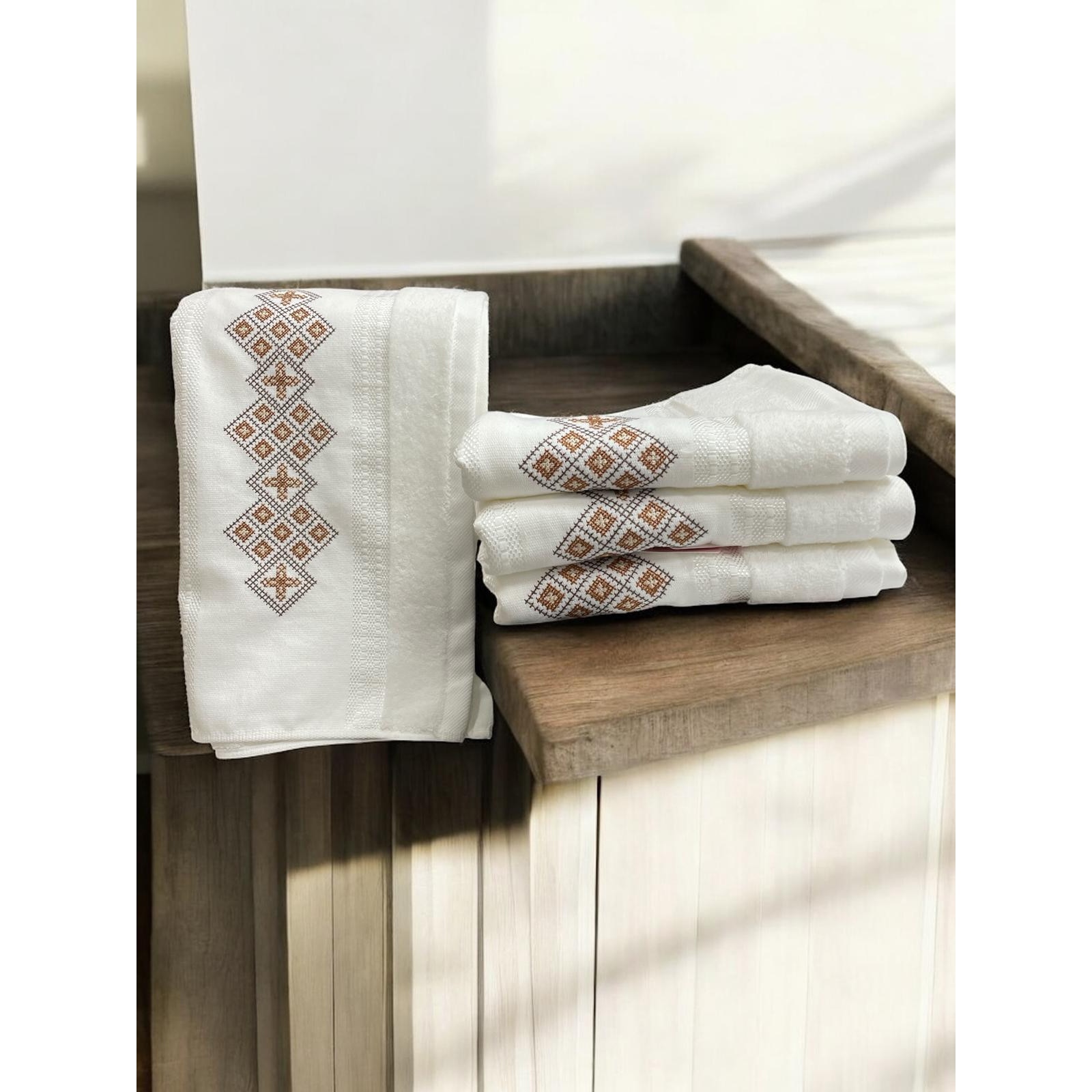 Set 2 Prosoape Grofate cu model Traditional / Etnic, 50 x 90 cm Bumbac ...