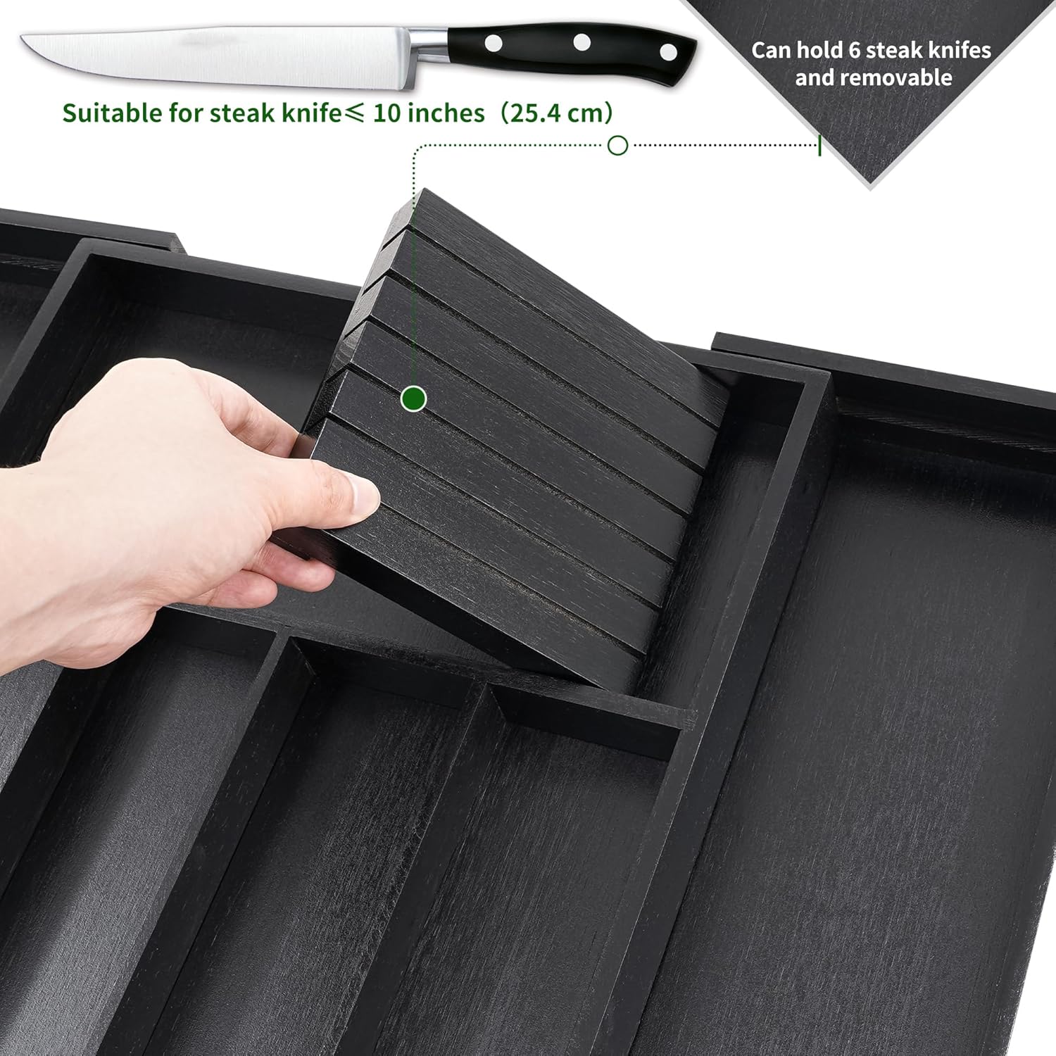 Organizator tacamuri VaeFae din bambus, extensibil, cu suport pentru ...