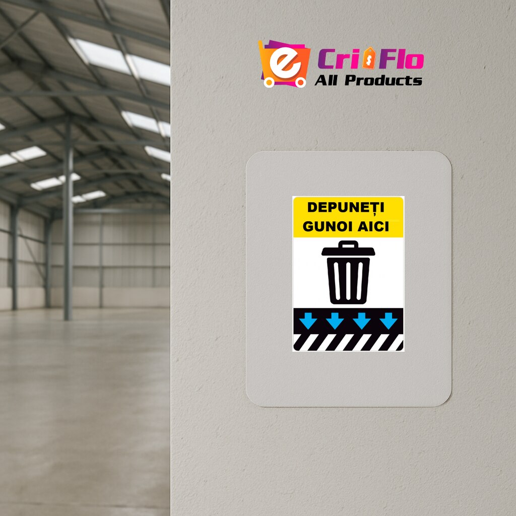 Indicator Depuneti gunoi aici, Sticker autocolant, Cri-Flo, Dimensiune ...