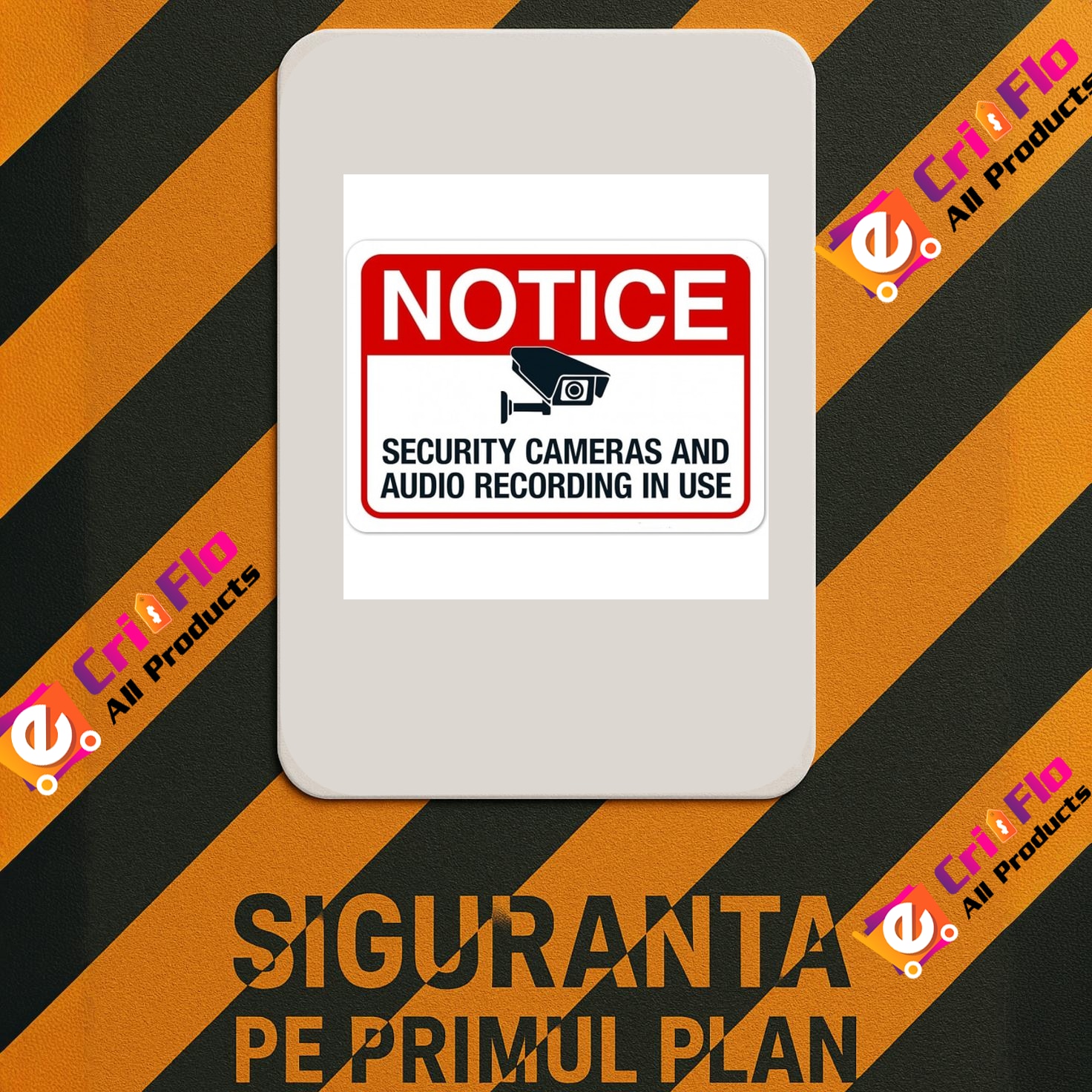 Indicator Notice security cameras and audio recording in use, Sticker ...