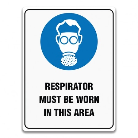 Indicator RESPIRATOR MUST BE WORN IN THIS AREA SIGN, Sticker autocolant ...