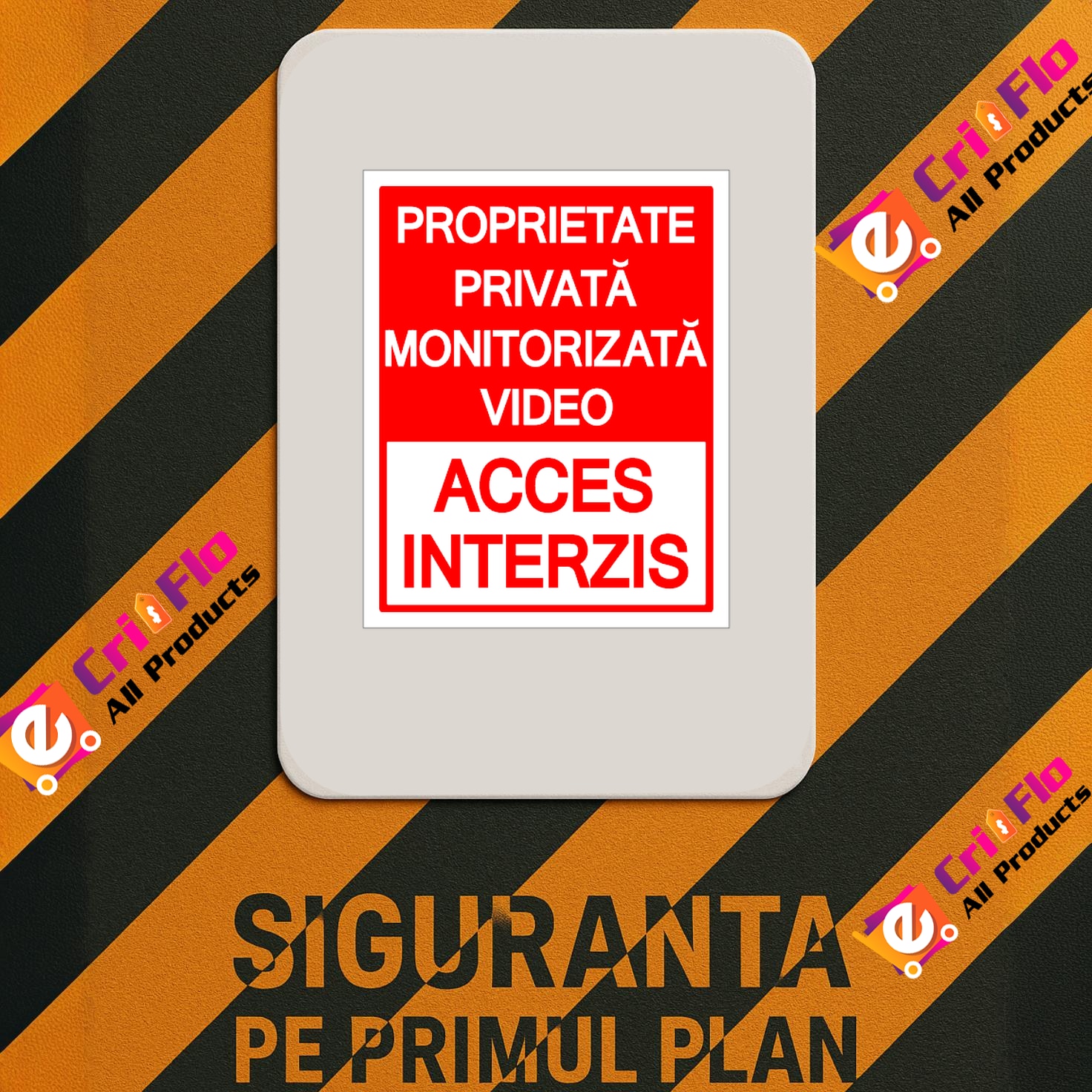 Indicator Semn de proprietate privata monitorizata video acces interzis ...