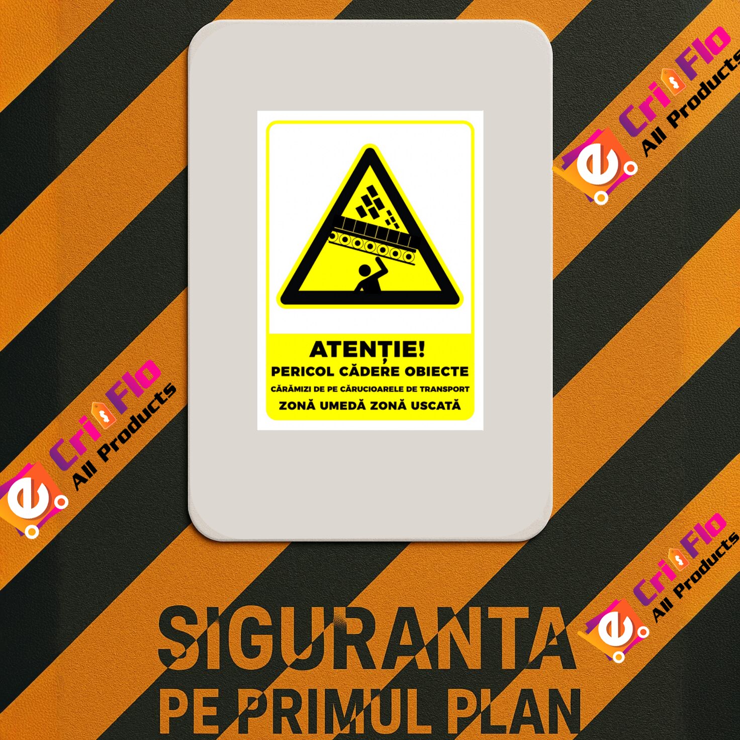 Indicator Semn pentru atentie pericol cadere obiecte caramizi, Sticker ...