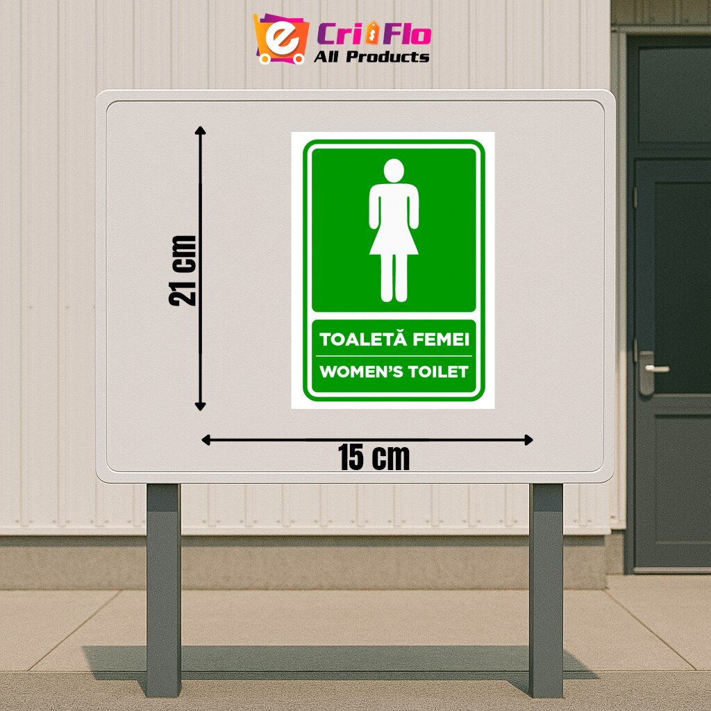 Indicator Semn pentru toaleta femei women's toilet, Sticker autocolant ...