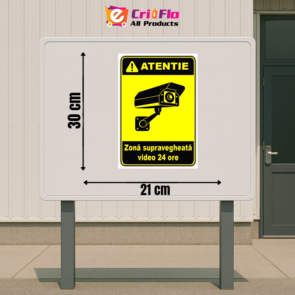 Indicator Semn pentru zona supraveghere video 24 ore, Sticker ...