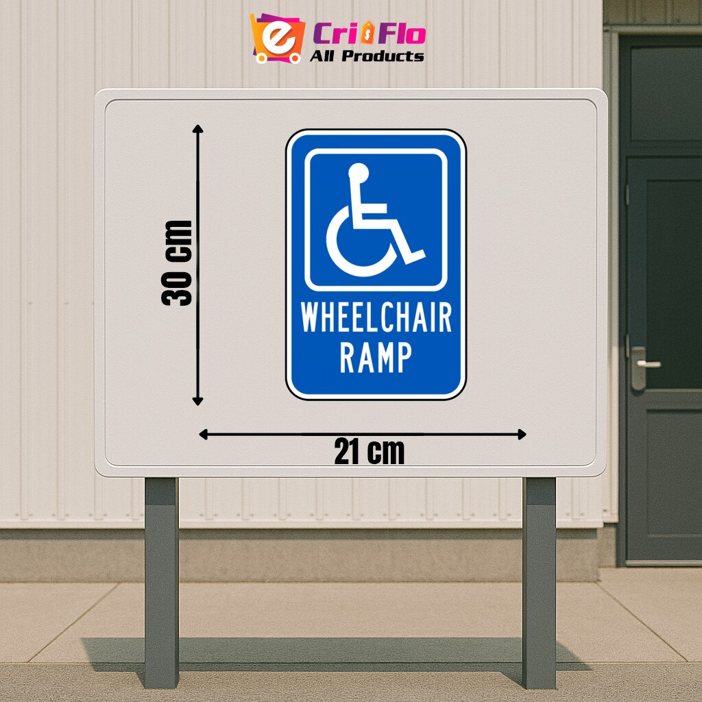 Indicator Wheelchair Ramp Sign, Sticker autocolant, Cri-Flo, Dimensiune ...