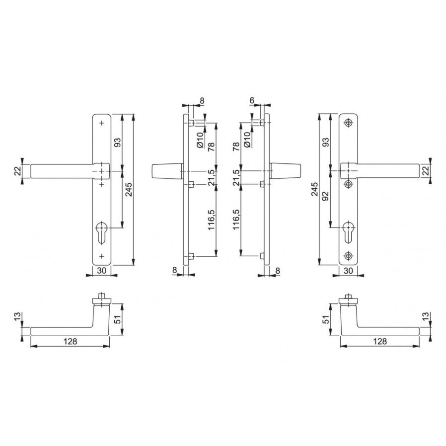 Maner usa termopan, Hoppe Austin, 92 x 30 mm, aluminiu, culoare alb RAL ...