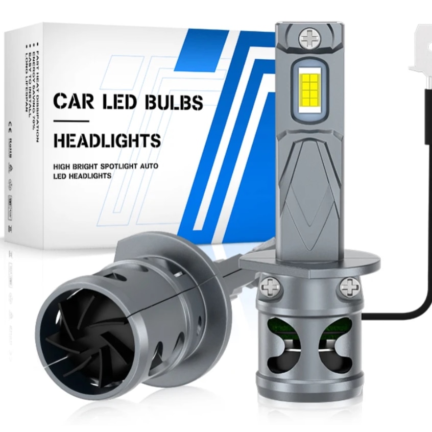 Set 2 becuri auto LED cu ventilator mini H1, canbus, 120W, BZRSH, soclu ...