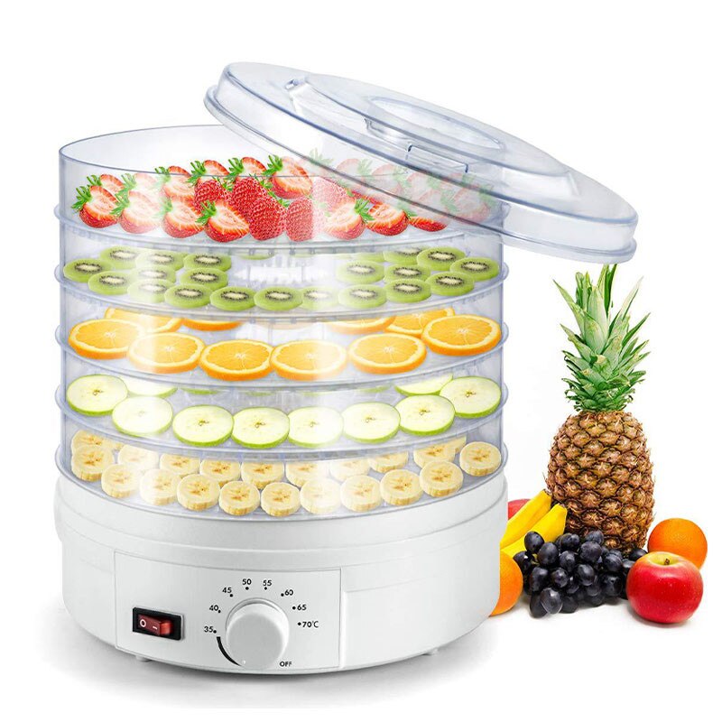 Deshidrator alimente, Rqiurpn, 5 tavi, 350W, Interval de temperatura 35 ...