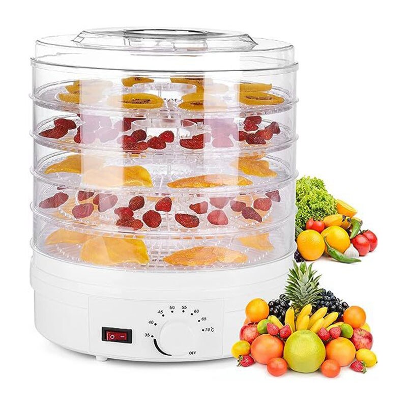 Deshidrator alimente, Rqiurpn, 5 tavi, 350W, Interval de temperatura 35 ...