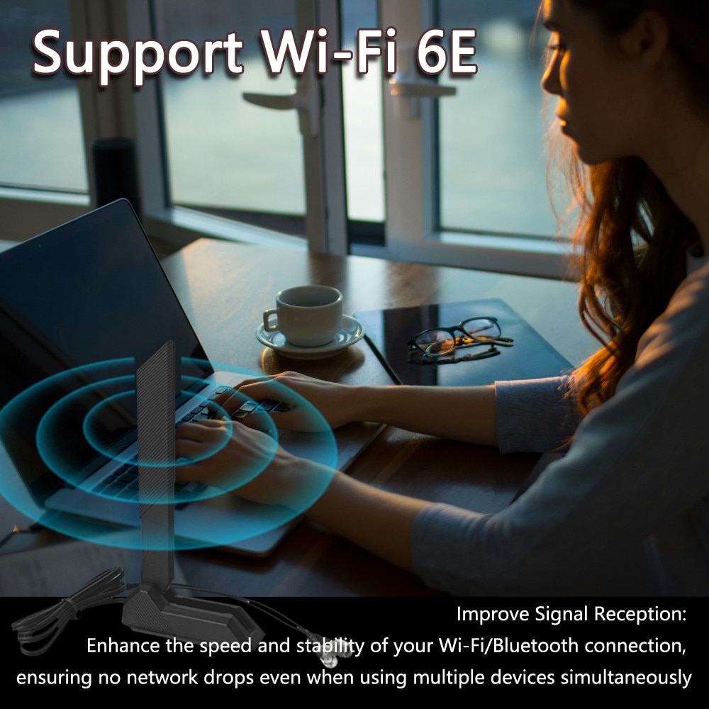 Gintai Antena magnetica universala WiFi 6E tri-band 2.4GHz/5GHz/6GHz ...