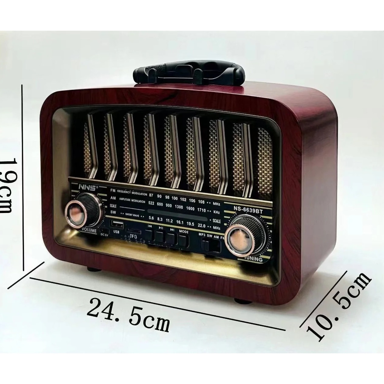 Radio Clasic Vintage NNS NS-6639BT cu Bluetooth, MP3, USB si baterie ...