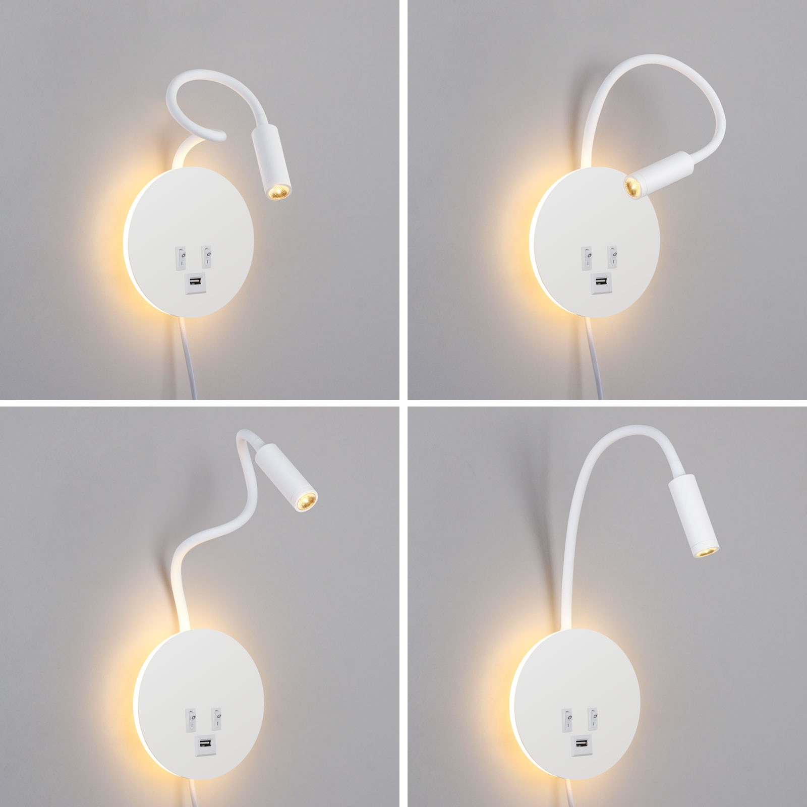 Lampa de citit pat, lampa de pat montata pe perete 3 W+8 W cu comutator ...