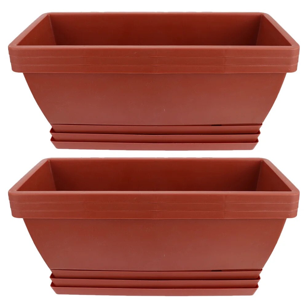 Set 6 ghivece decorative rectangulare din plastic, multicolor, 43x17x15 ...