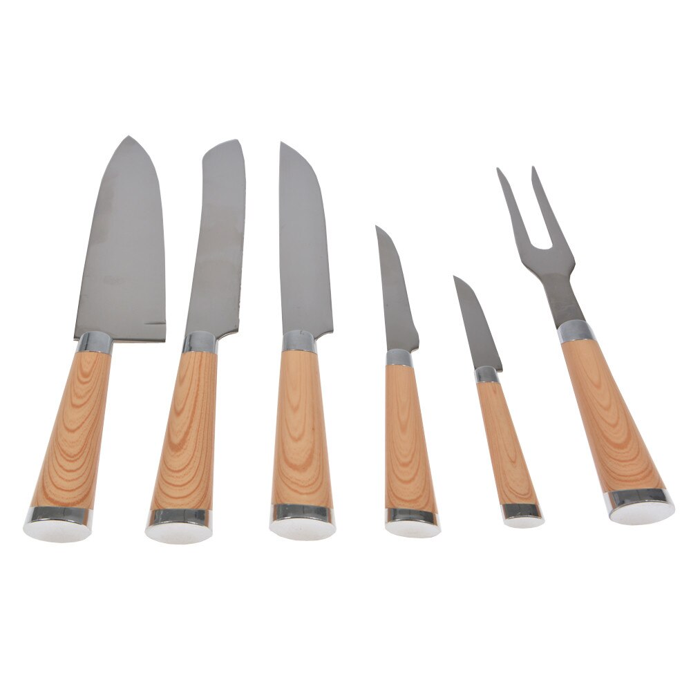 Set gatit cu 5 cutite bucatarie + furculita friptura, inox, 5 x cutit ...