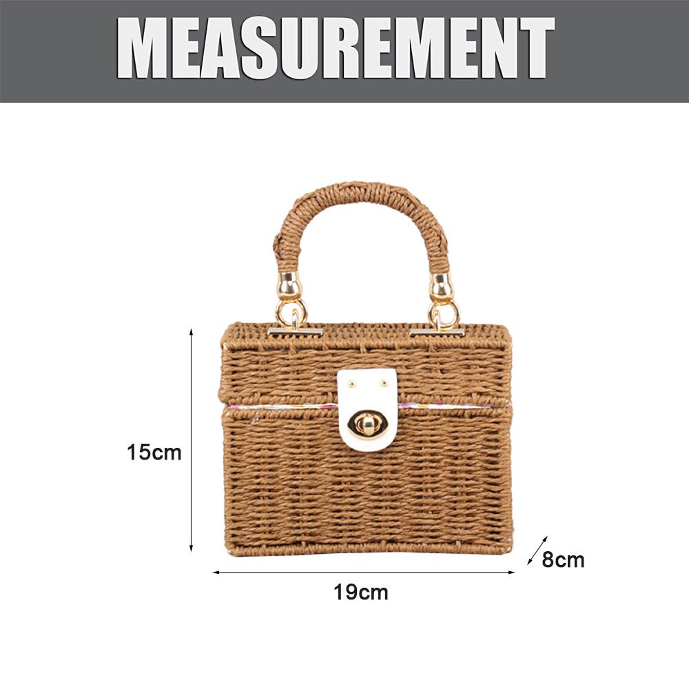 Geanta de umar pentru femei, rattan, forma patrata, 19x8x15cm - eMAG.ro
