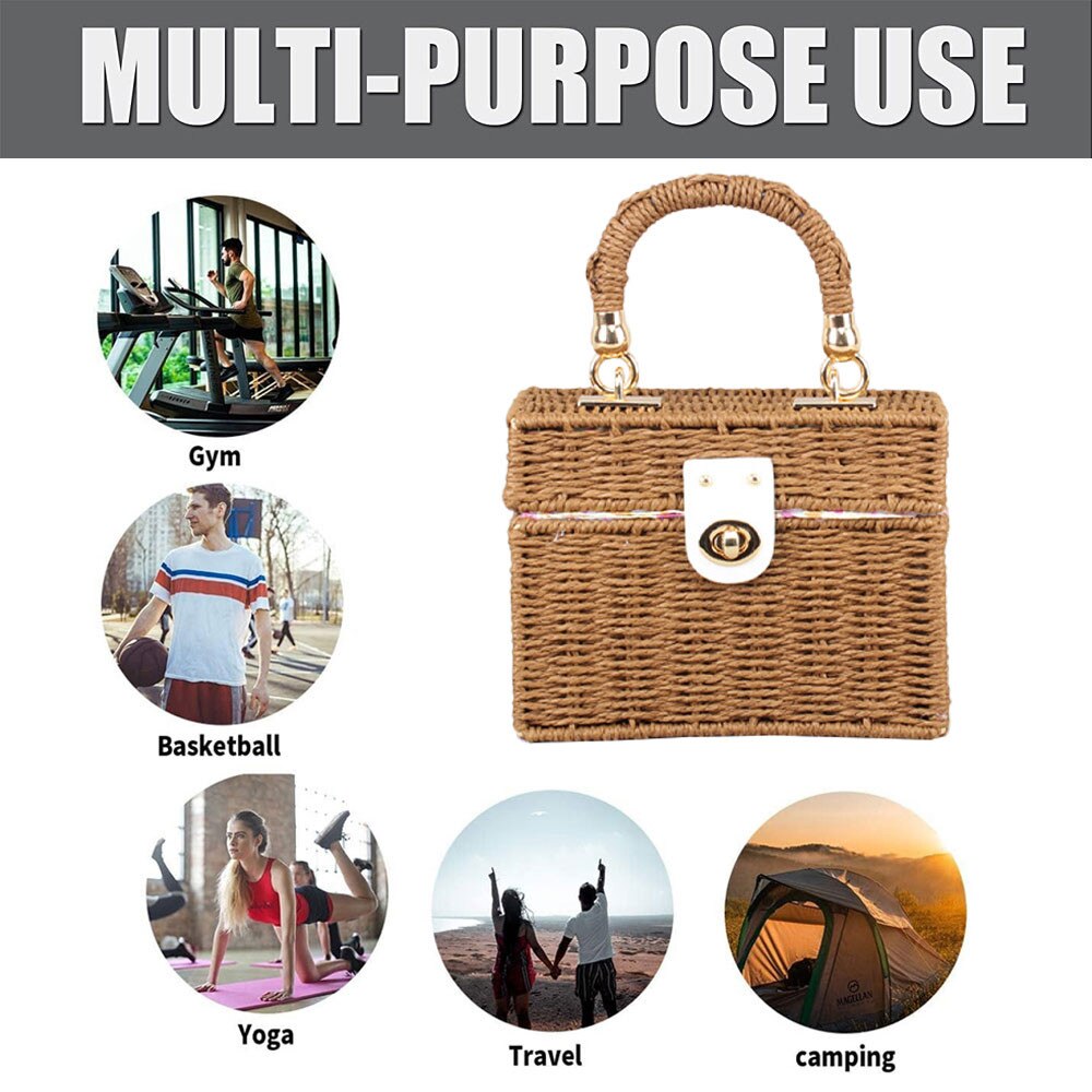 Geanta de umar pentru femei, rattan, forma patrata, 19x8x15cm - eMAG.ro