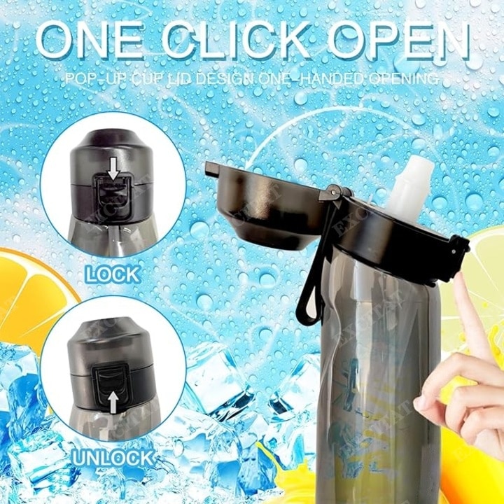Sticla de apa cu capsule aromate, Excitat®, cu 7 arome, Sticla sport cu ...