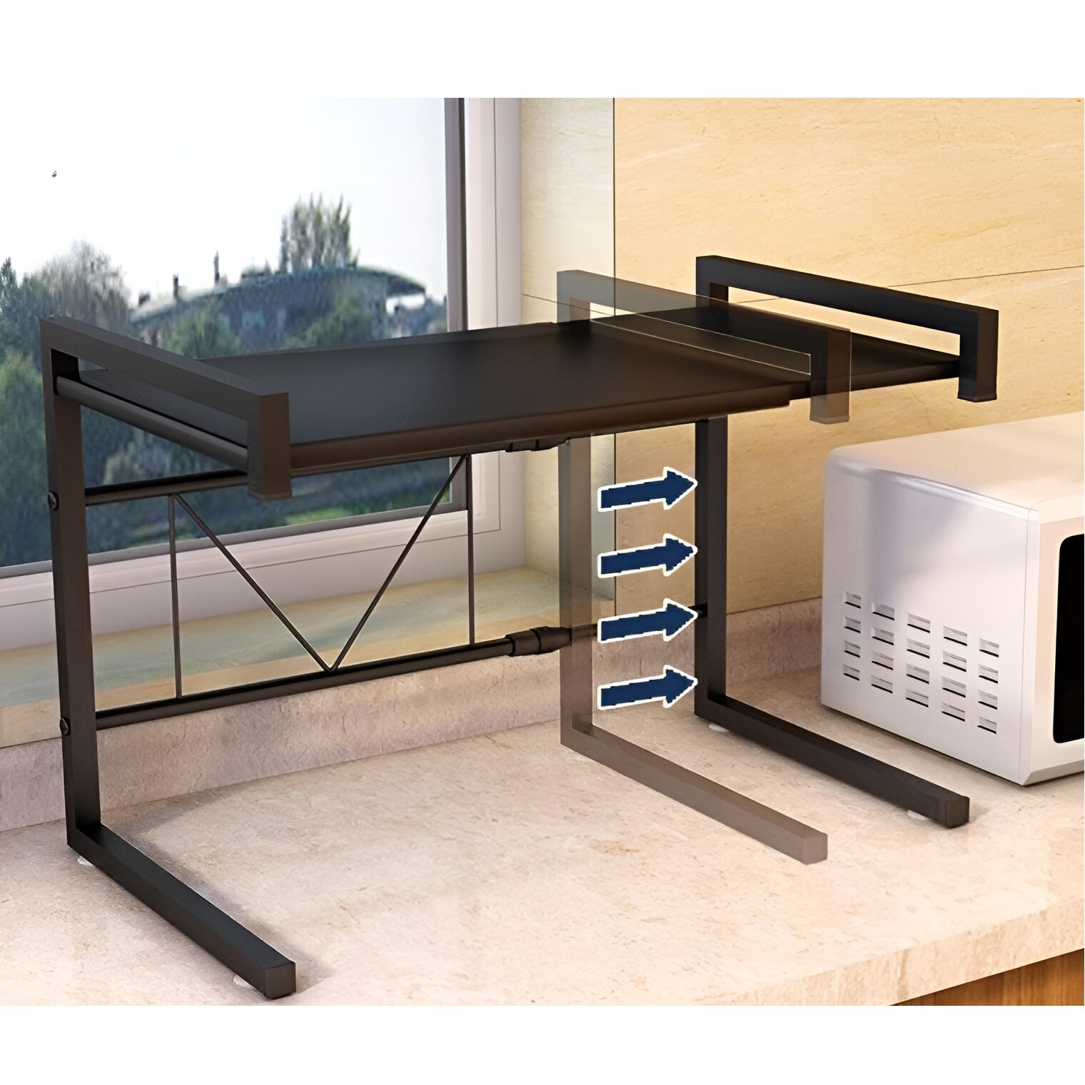 Raft metalic extensibil multifunctional, pentru microunde, depozitare ...