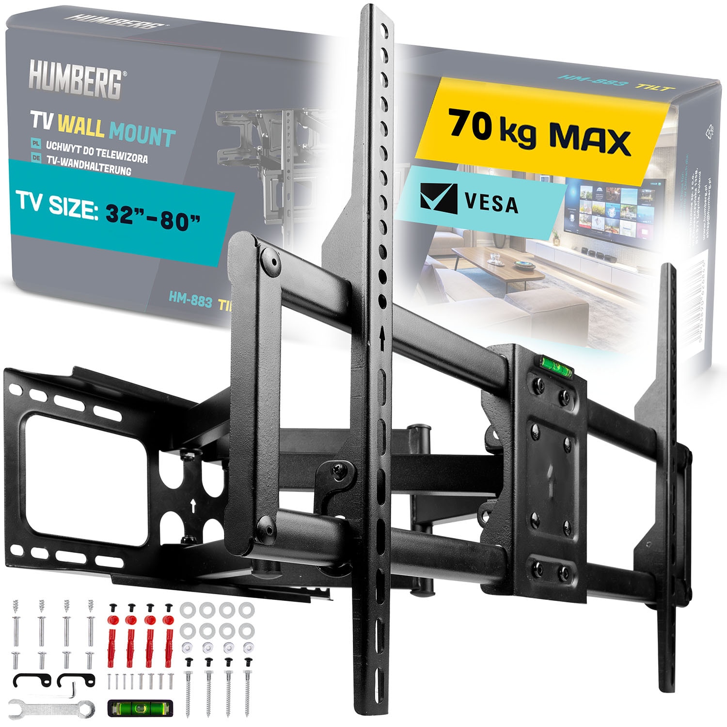 ТВ шкаф Humberg 32-80 инча, товароносимост 70 кг - eMAG.bg