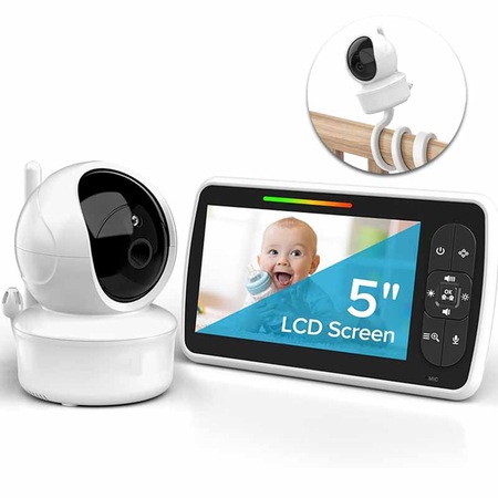 Baby Monitor, 5” NightVision HD, monitorizare 360°, activare ...