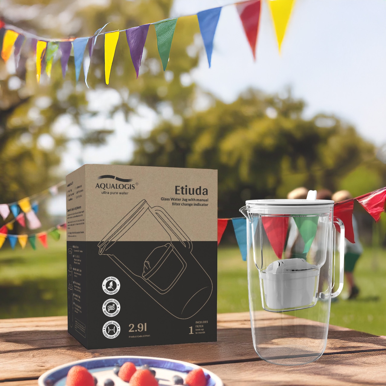 Cana filtranta Aqualogis Etiuda Alb cu 10 filtre PURE+, plastic fara ...
