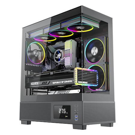 Carcasa Pro Gaming KIAN BLACK, MIDDLE Tower, ATX, fara sursa, 6x ARGB ...