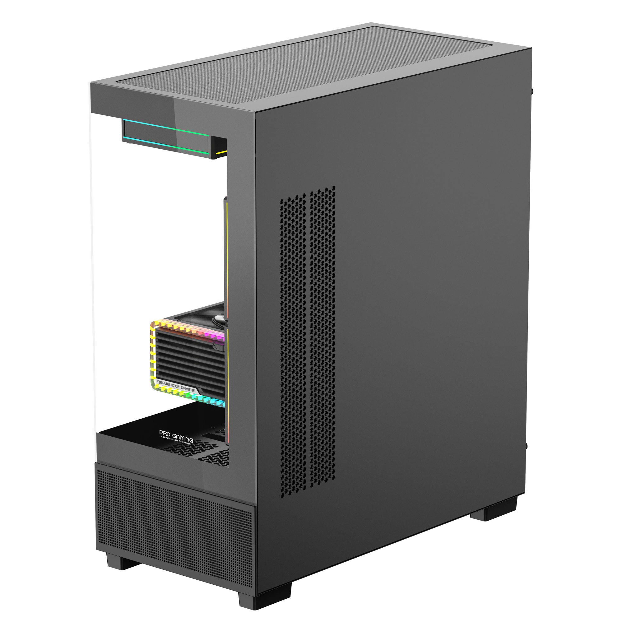 Carcasa Pro Gaming KIAN BLACK, MIDDLE Tower, ATX, fara sursa, 6x ARGB ...