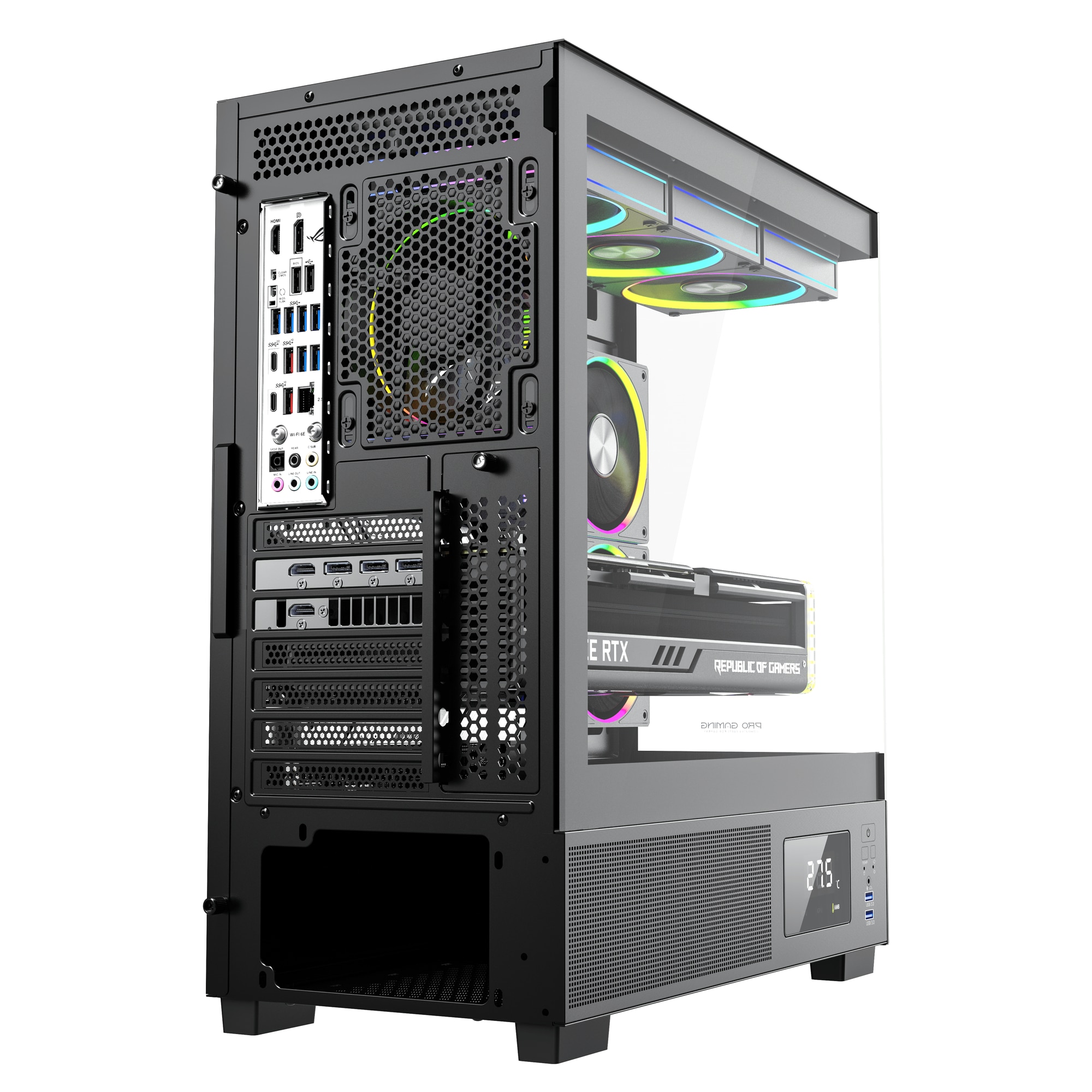 Carcasa Pro Gaming KIAN BLACK, MIDDLE Tower, ATX, fara sursa, 6x ARGB ...