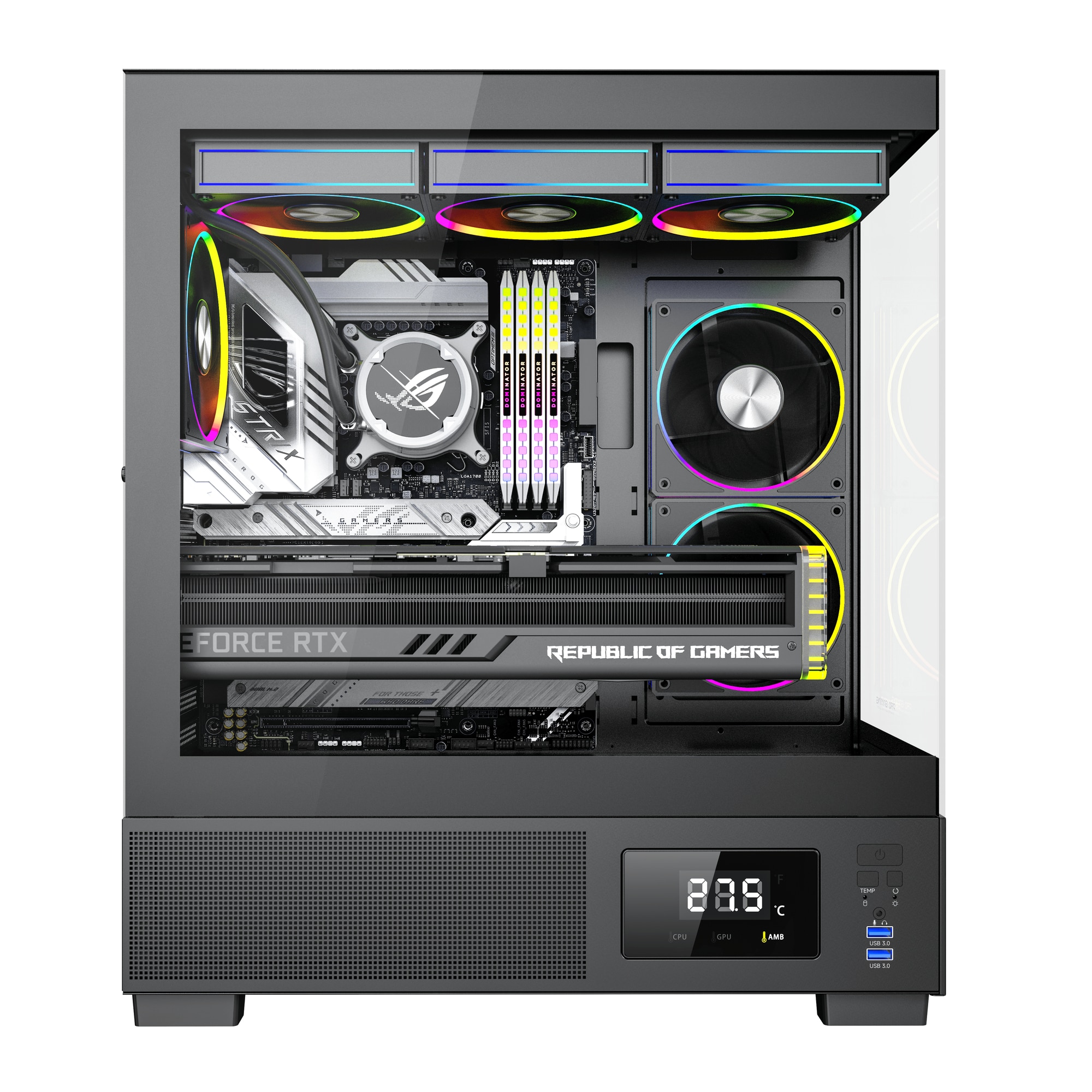 Carcasa Pro Gaming KIAN BLACK, MIDDLE Tower, ATX, fara sursa, 6x ARGB ...