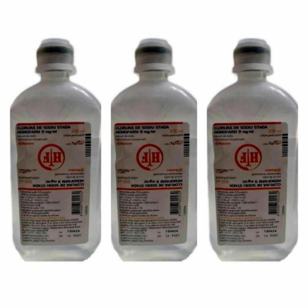 Set 3 sticle ser fiziologic NaCl 0.9%, solutie sterila pentru irigare ...