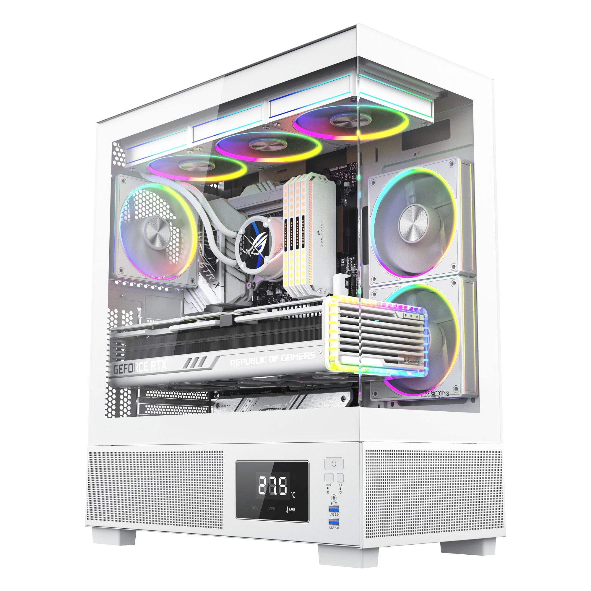 Gépház Pro Gaming KIAN WHITE, Middle Tower, ATX, tápegység nélkül, 6x ...