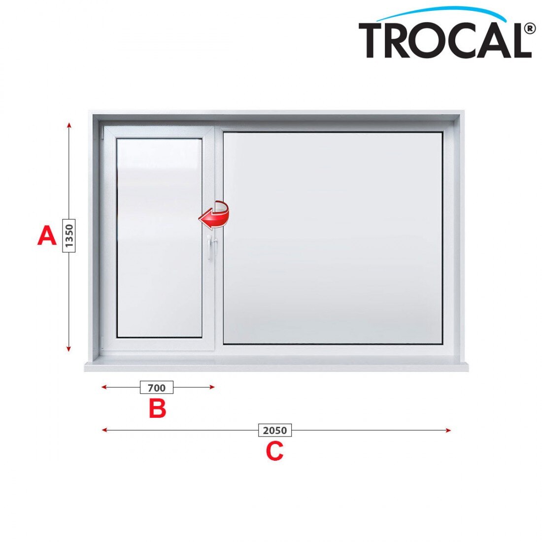 Профил Trocal Classic 70, PVC, 5 камерен, Кухненски прозорец с едно ...
