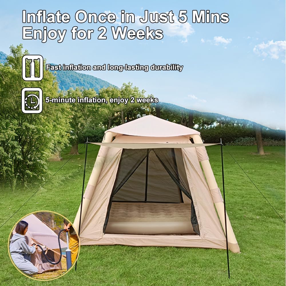Cort de camping cu saltea inclusa - gonflabil si impermeabil pentru ...