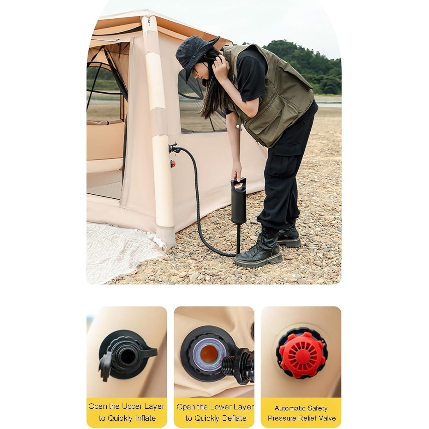 Cort de camping cu saltea inclusa - gonflabil si impermeabil pentru ...
