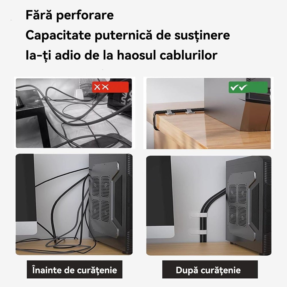 Set 60 Organizator cabluri autoadezive, gestionarea cablurilor, sistem ...