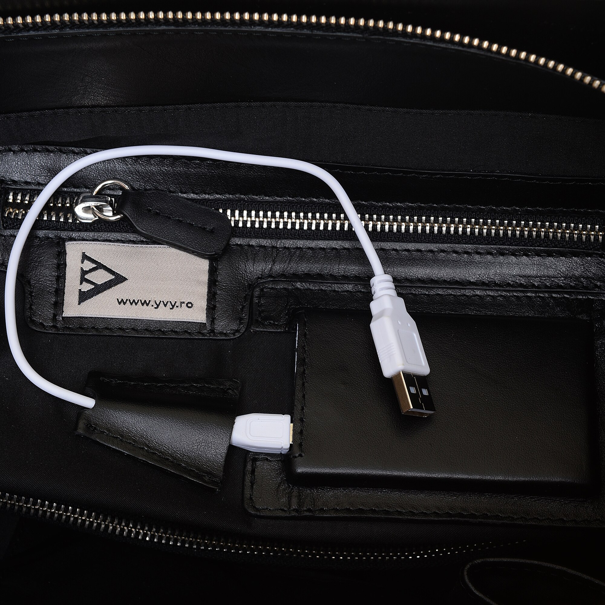 Двуцветна дамска чанта YVY BAGS, Естествена кожа - eMAG.bg