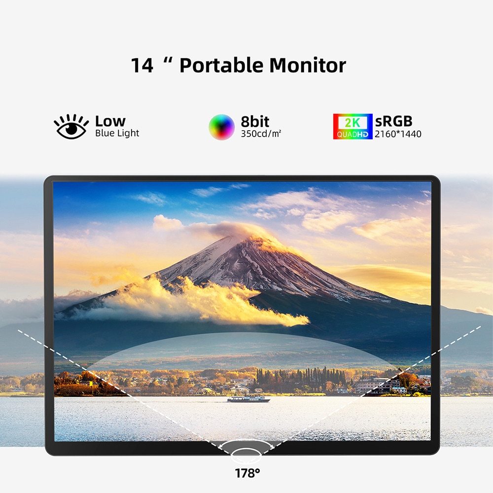 Monitor de gaming portabil de 14'', Generic, 2.5K 60Hz, compatibil cu ...