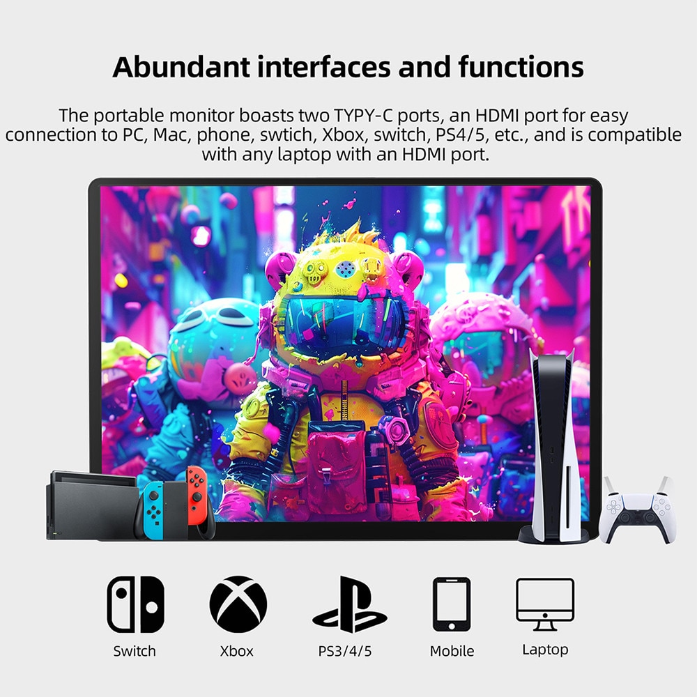 Monitor de gaming portabil de 14'', Generic, 2.5K 60Hz, compatibil cu ...