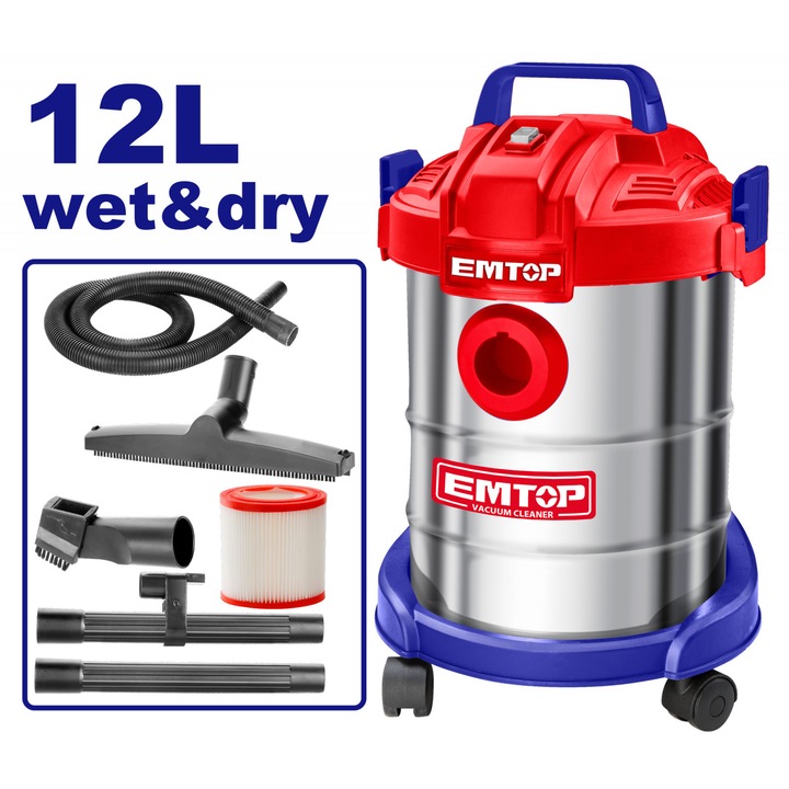 Aspirator electric 12L, curatare umeda si uscata, filtru HEPA ...