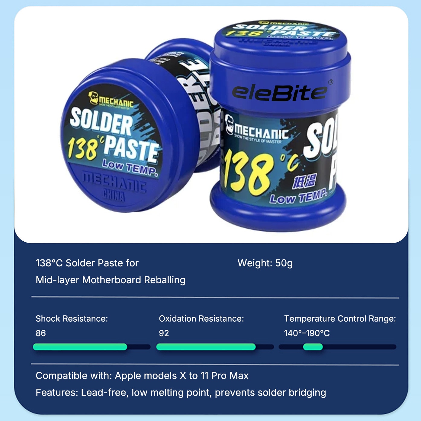 Pasta de lipit fara plumb, eleBite, 138°C, 50g, fara plumb, zona de ...