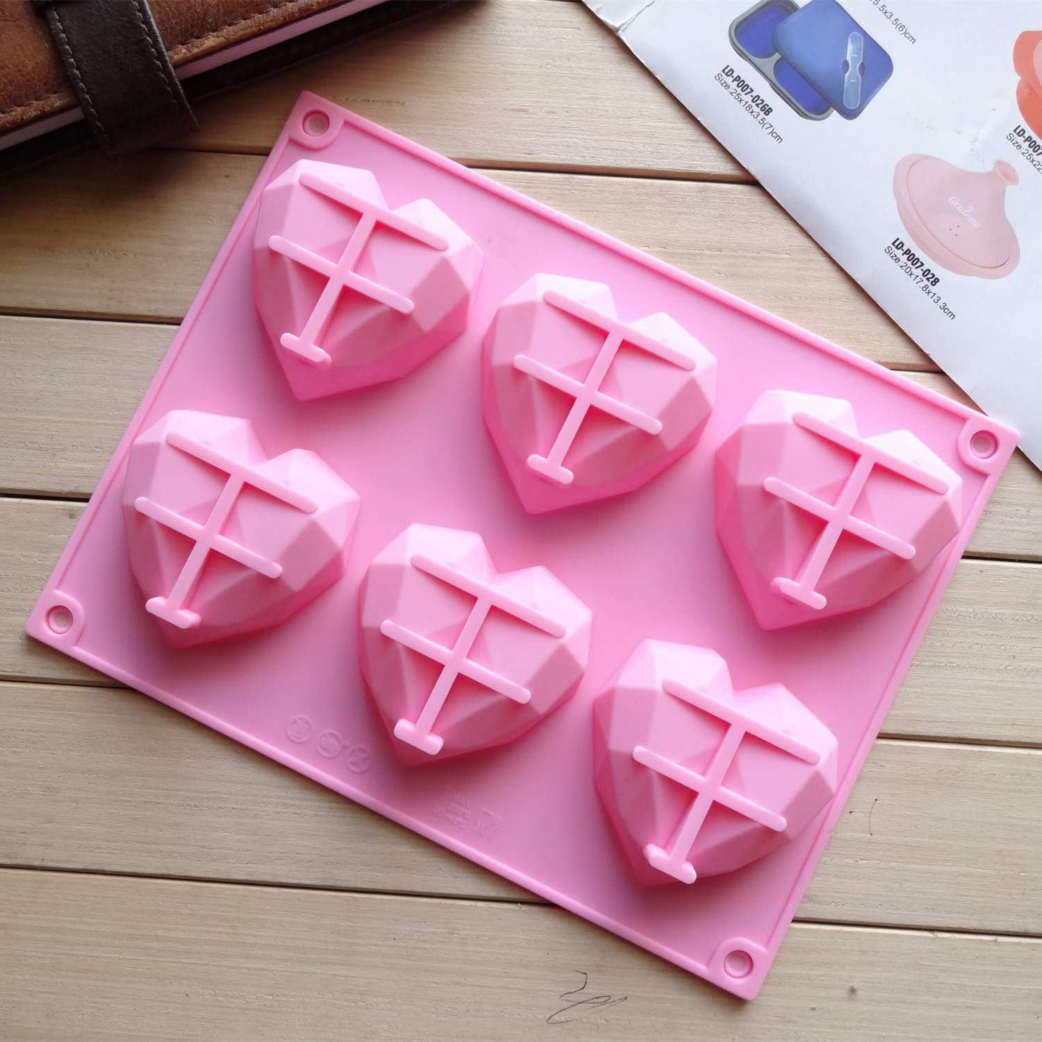Set 2 forme prajituri din silicon, Kengege®, 6 cavitati, forma inima, 8 ...