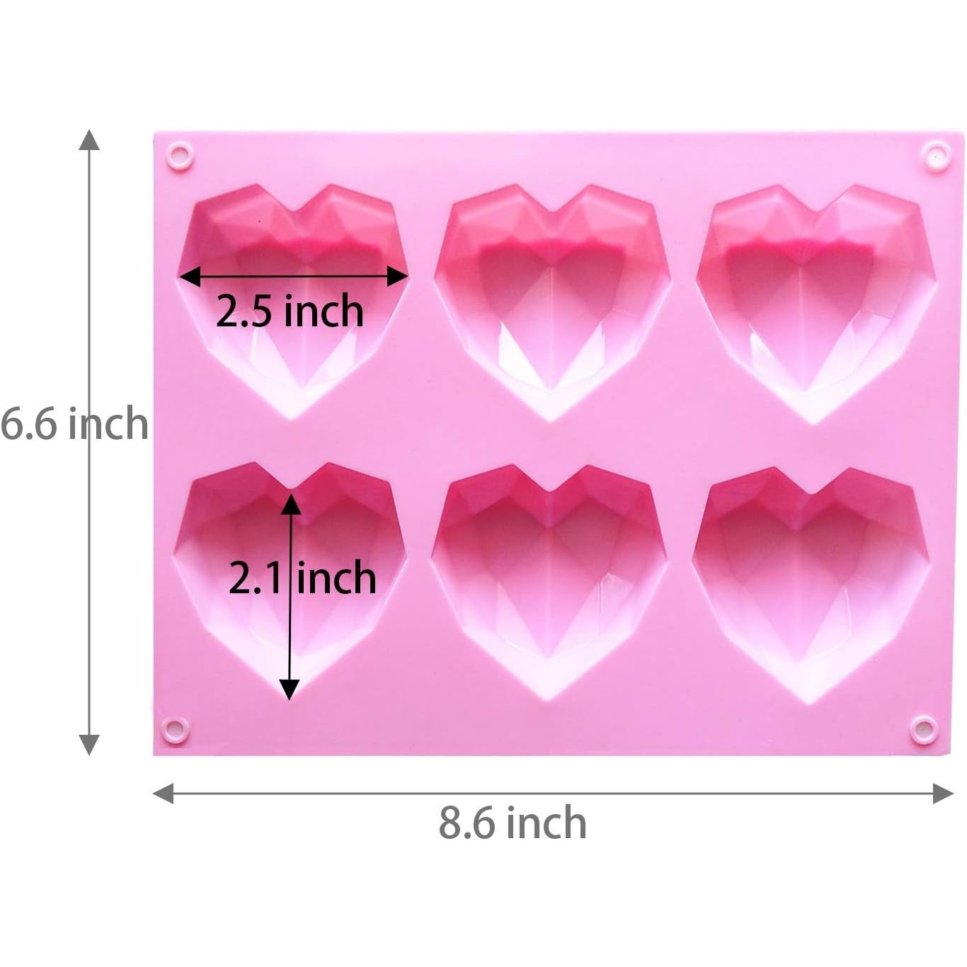 Set 2 forme prajituri din silicon, Kengege®, 6 cavitati, forma inima, 8 ...