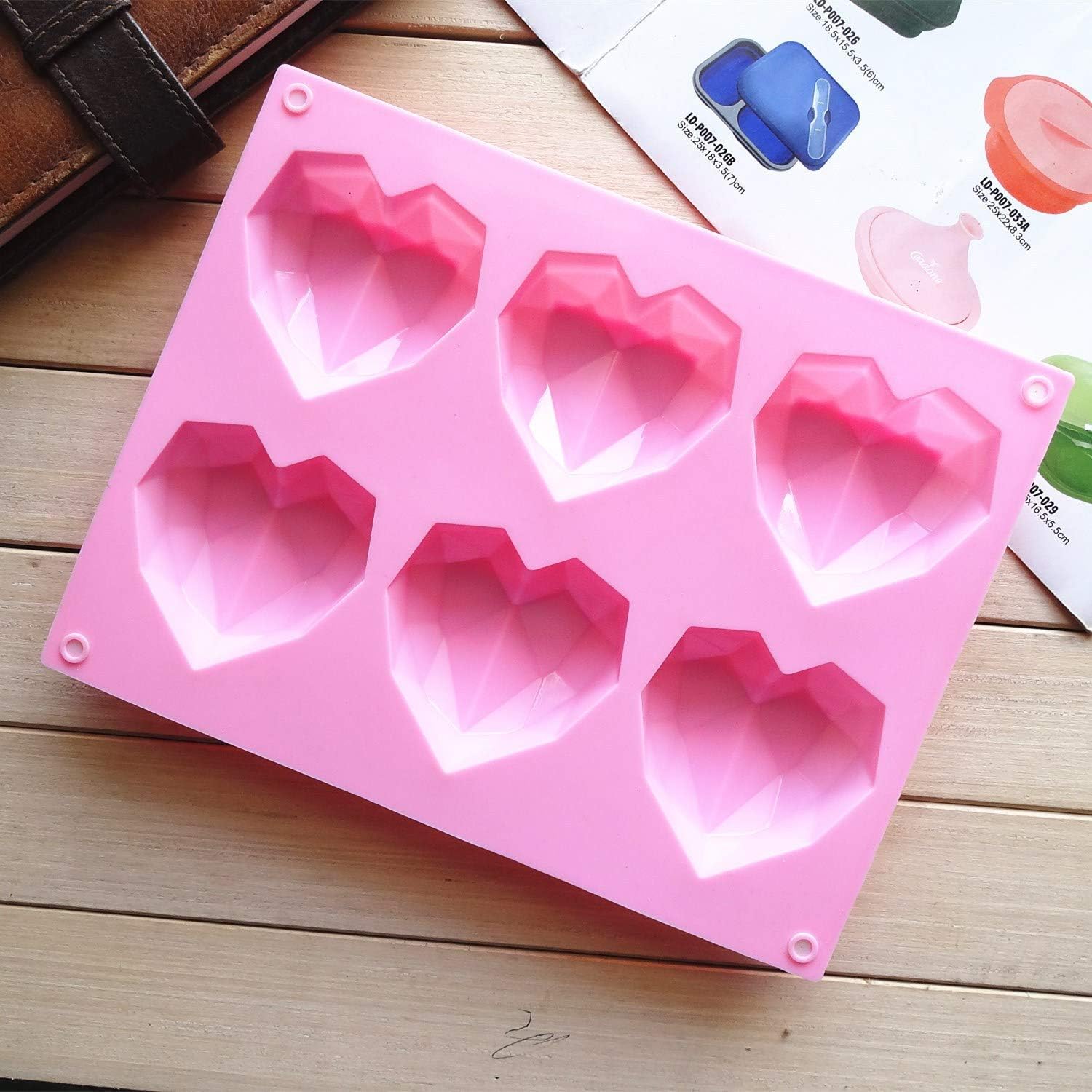 Set 2 forme prajituri din silicon, Kengege®, 6 cavitati, forma inima, 8 ...
