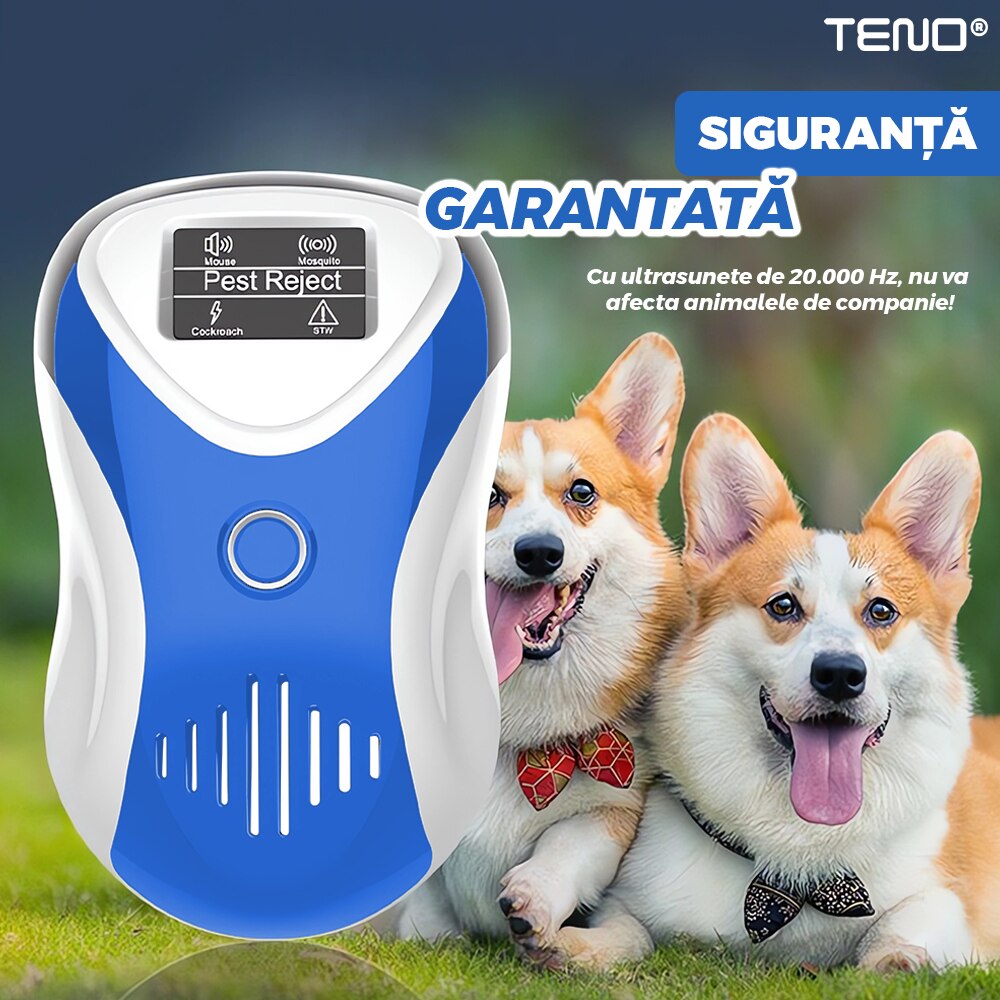 Aparat Electronic cu Ultrasunete 4 in 1 Teno®, anti rozatoare/gandaci/alte insecte, raza de ...
