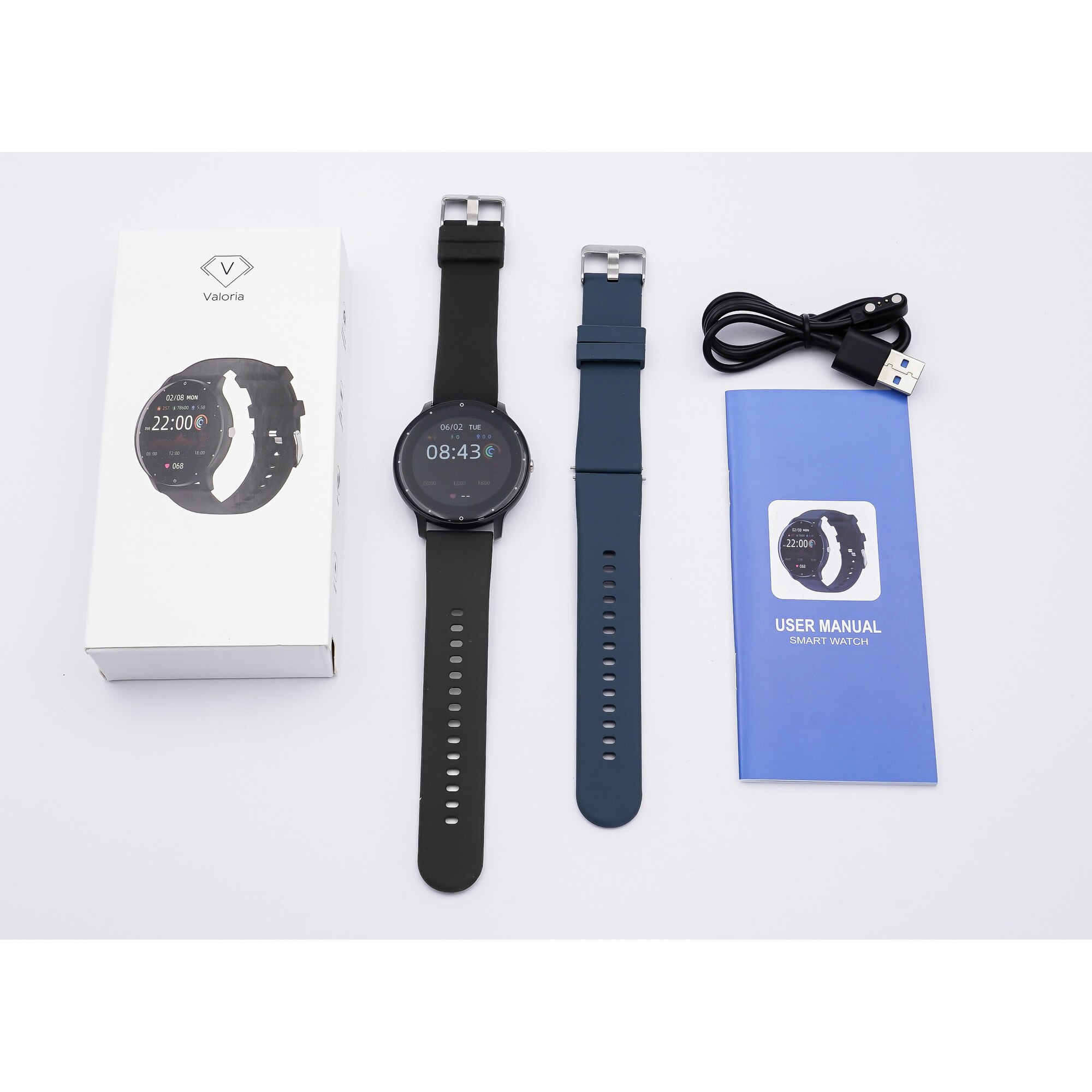 Ceas smartwatch si bratara fitness, Valoria®, model ZL02C PRO, Apeluri ...