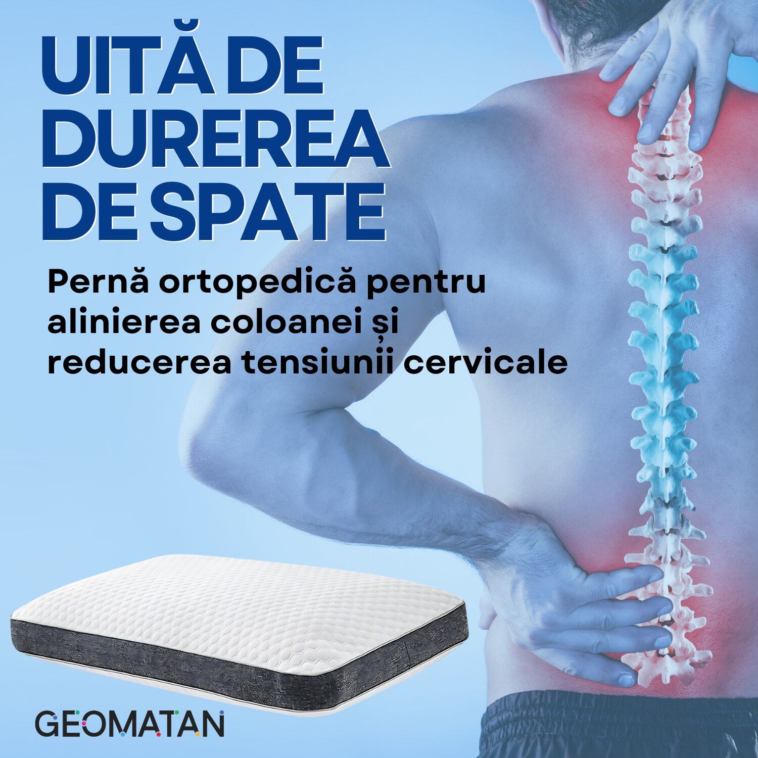 Perna Ortopedica Cervicala pentru dormit GEOMATAN®, din Spuma cu ...